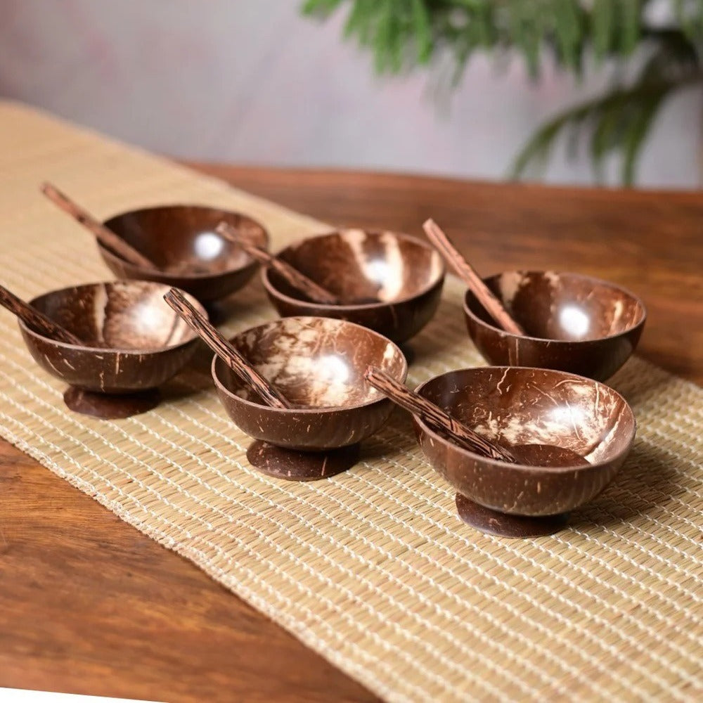 Coconut Shell Bowls with Spoon Set – UrthIndia